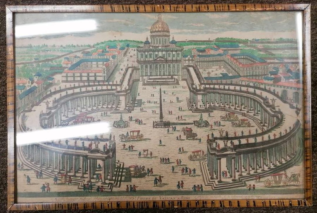 Antique 18th Century Engraving Saint Peter Basilica Vatican Rome by ...