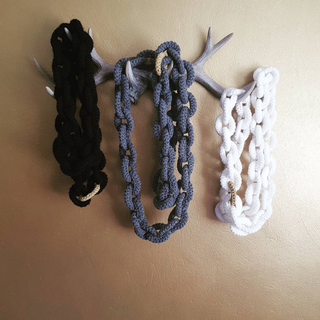 Monochrome Golden Link Chain Scarf - Etsy