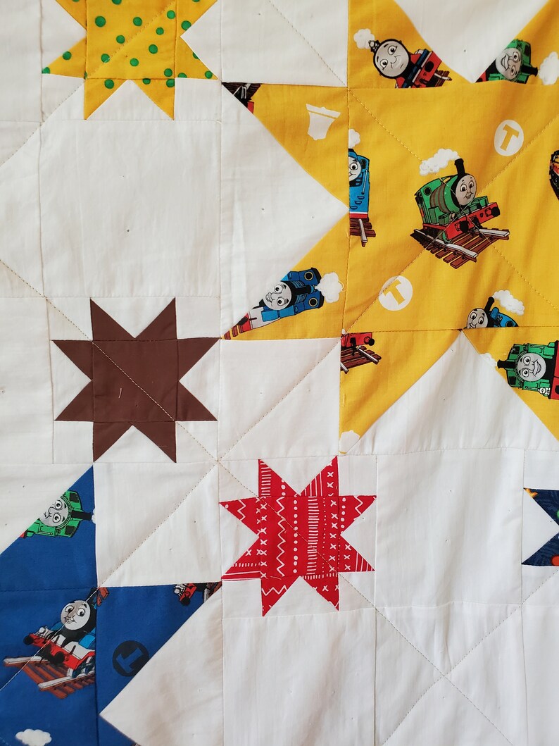 36x36 Thomas and Friends Sawtooth Handmade Quilt. Green Plaid Cotton ...