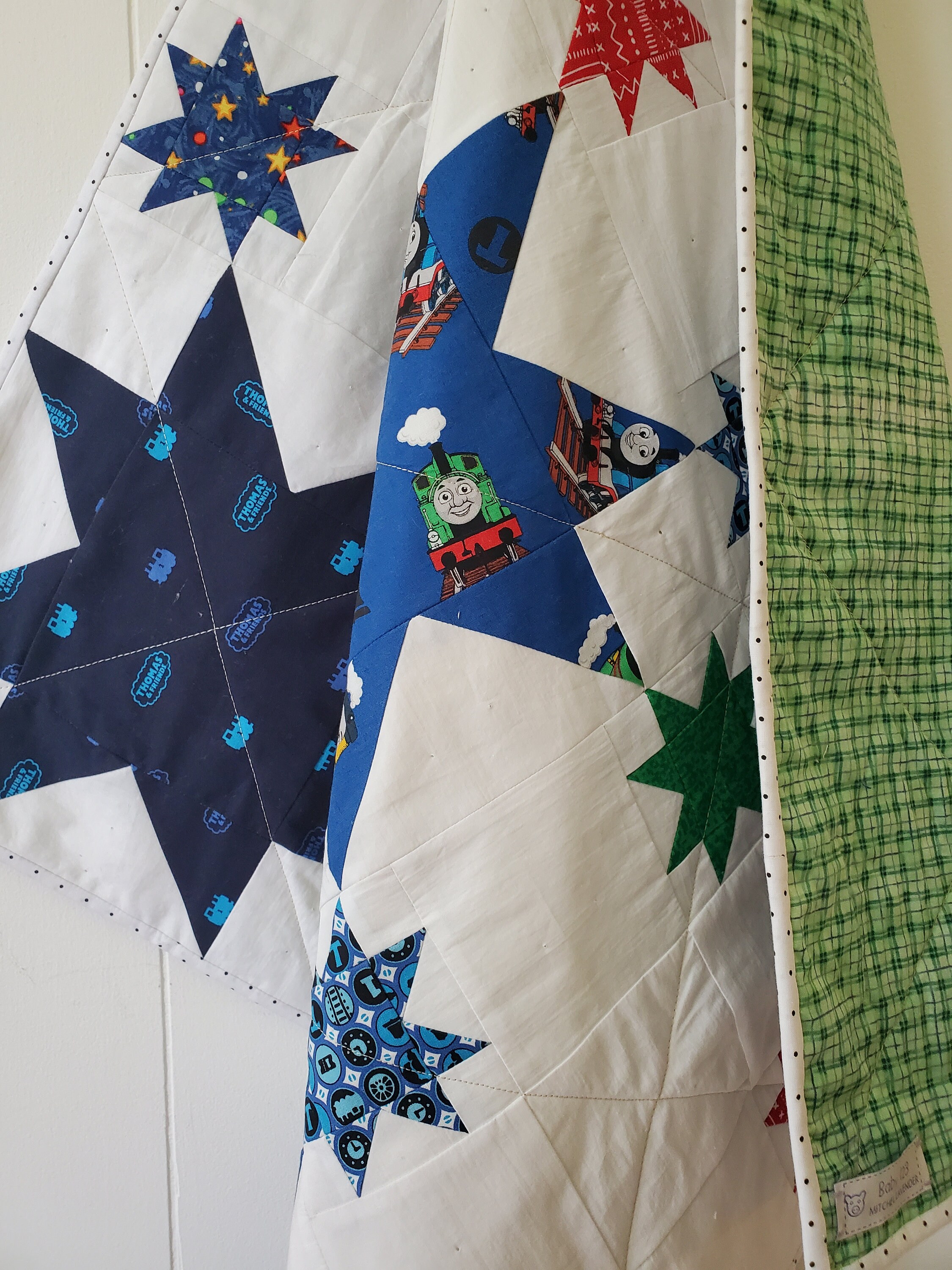 36x36 Thomas and Friends Sawtooth Handmade Quilt. Green Plaid Cotton ...