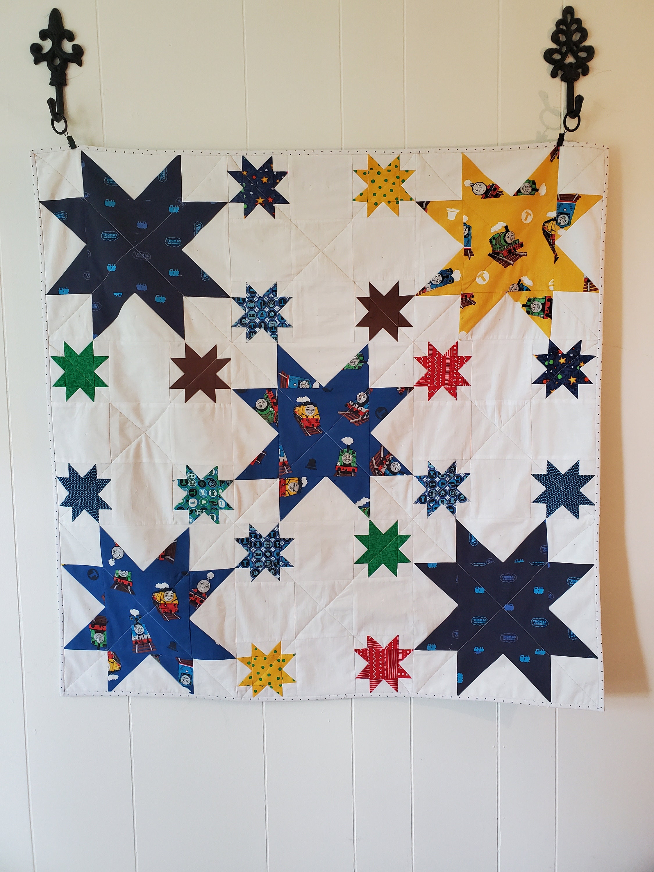 36x36 Thomas and Friends Sawtooth Handmade Quilt. Green Plaid Cotton ...