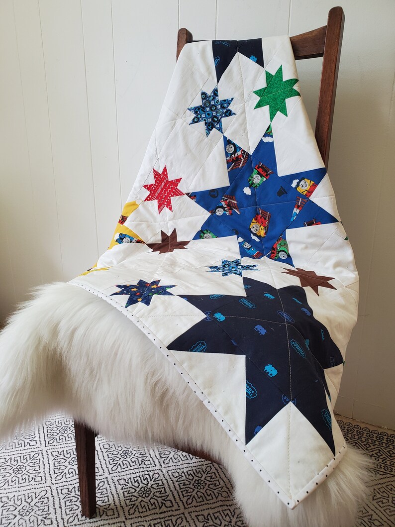 36x36 Thomas and Friends Sawtooth Handmade Quilt. Green Plaid Cotton ...