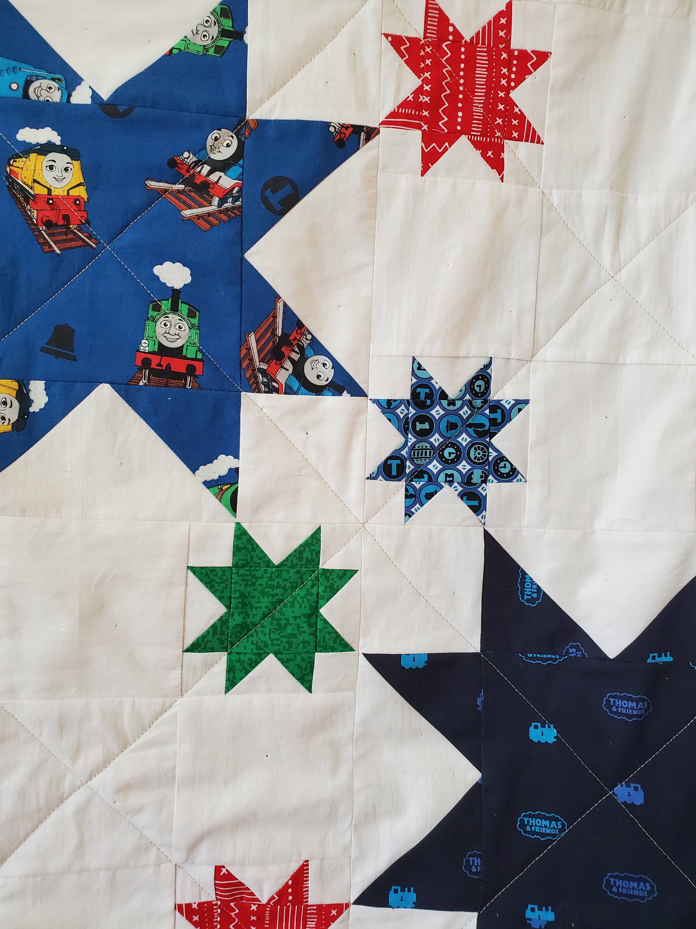 36x36 Thomas and Friends Sawtooth Handmade Quilt. Green Plaid Cotton ...