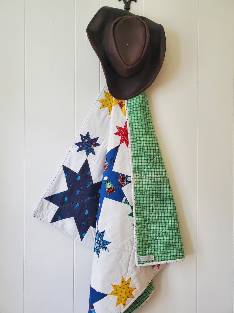 36x36 Thomas and Friends Sawtooth Handmade Quilt. Green Plaid Cotton ...