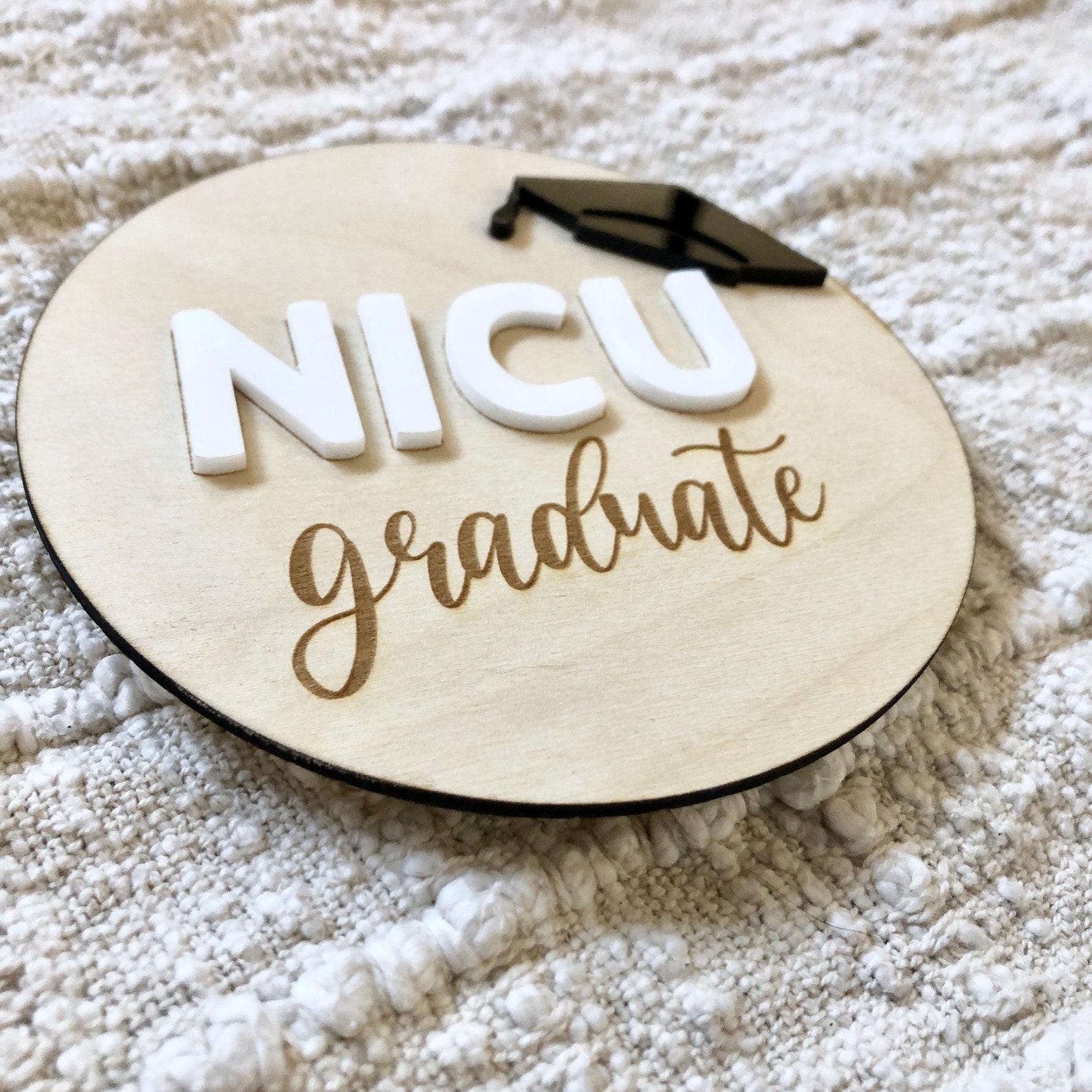 NICU Graduate Sign / Announcement Sign / Wood and Acrylic Disc / NICU ...