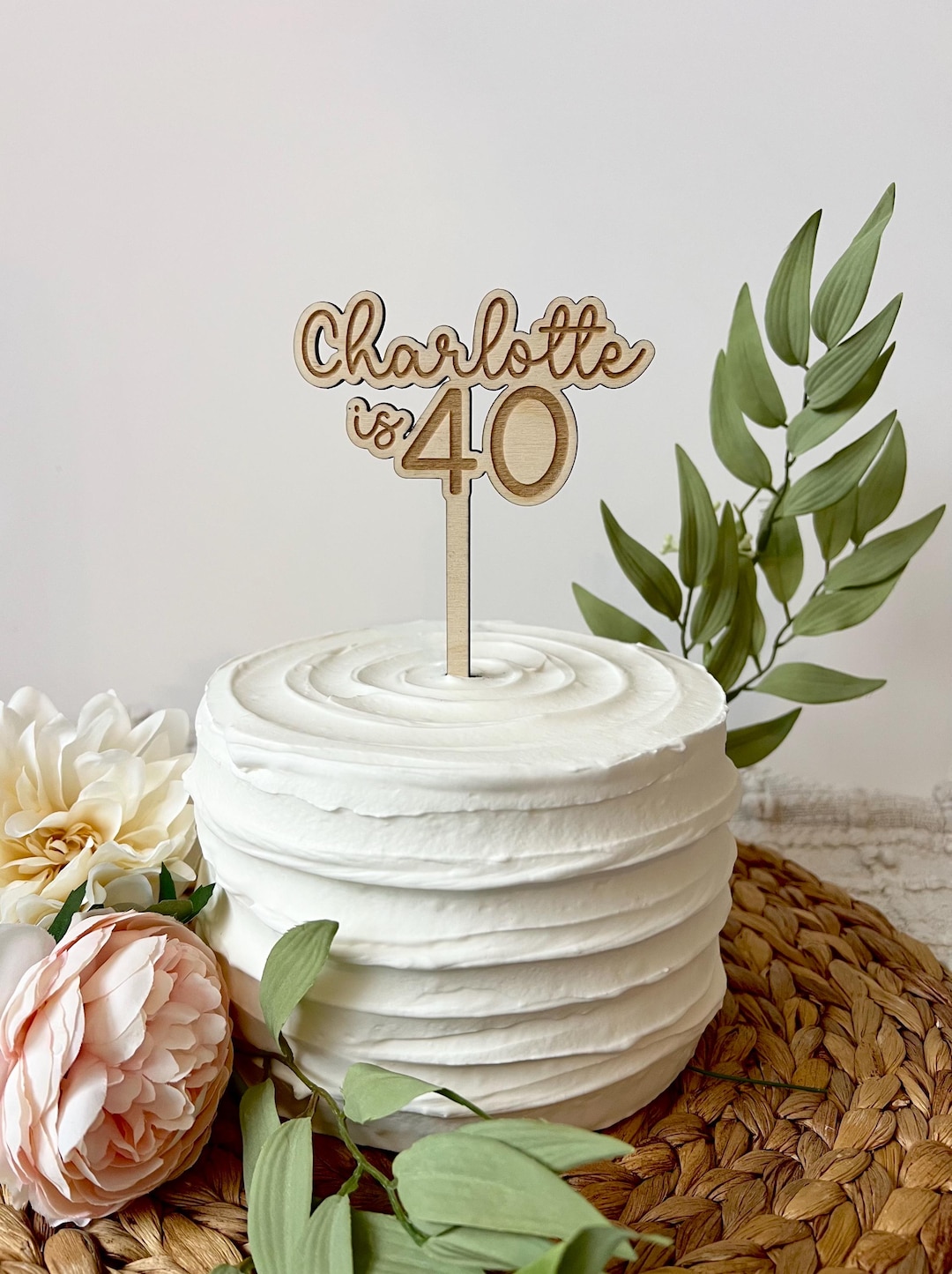 Custom Name and Age Wooden Birthday Cake Topper | Personalized Children ...