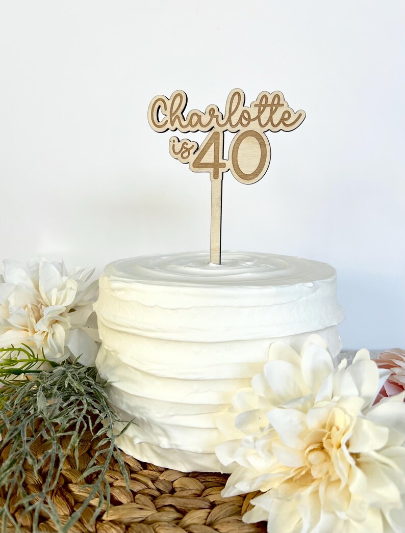 Custom Name and Age Wooden Birthday Cake Topper | Personalized Children ...