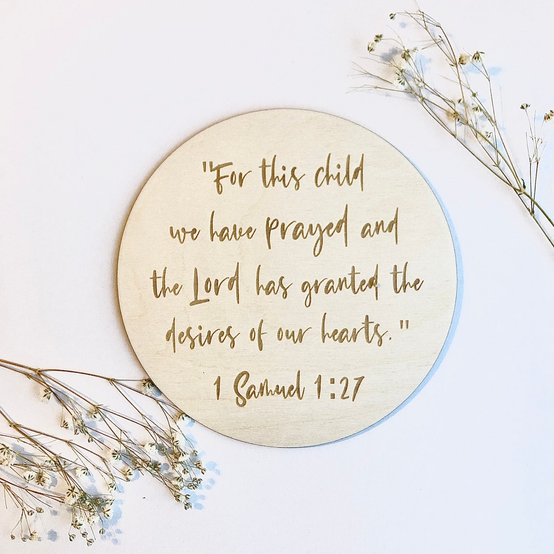 For This Child We Have Prayed Bible Verse Baby Announcement Sign / 1 ...