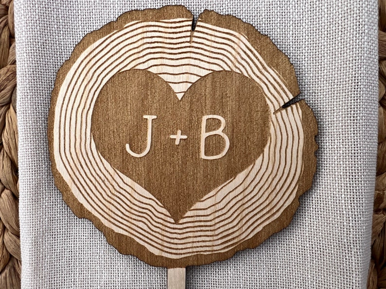 Rustic Tree Slice Custom Wedding Cake Topper | Personalized Topper for ...