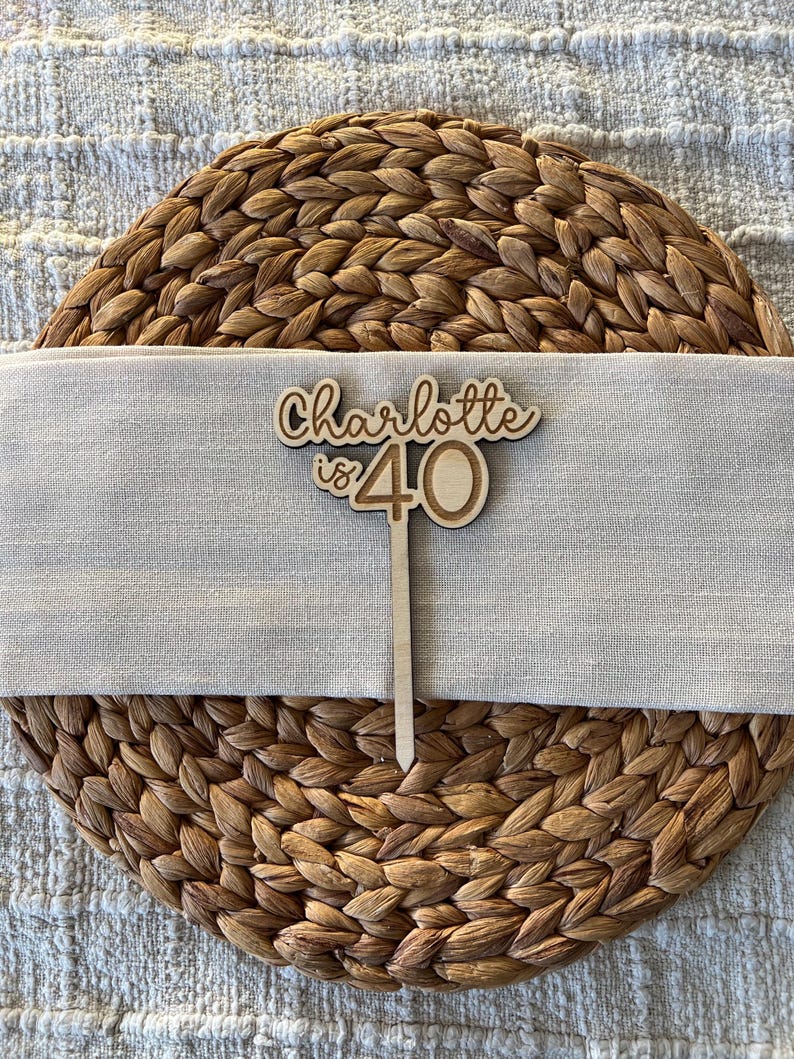 Custom Name and Age Wooden Birthday Cake Topper | Personalized Children ...