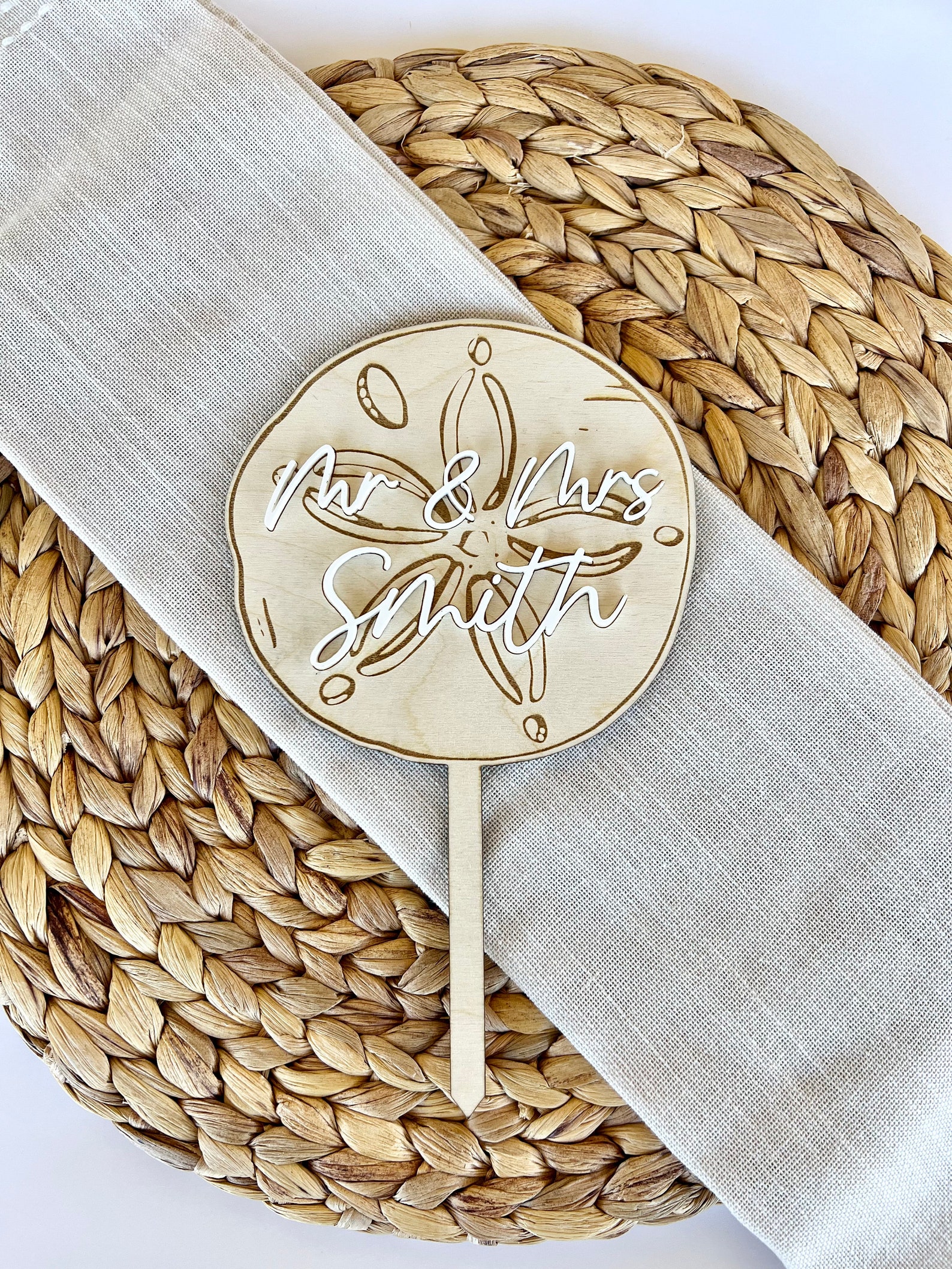 Sand Dollar Custom Wedding Cake Topper | Personalized Topper for ...