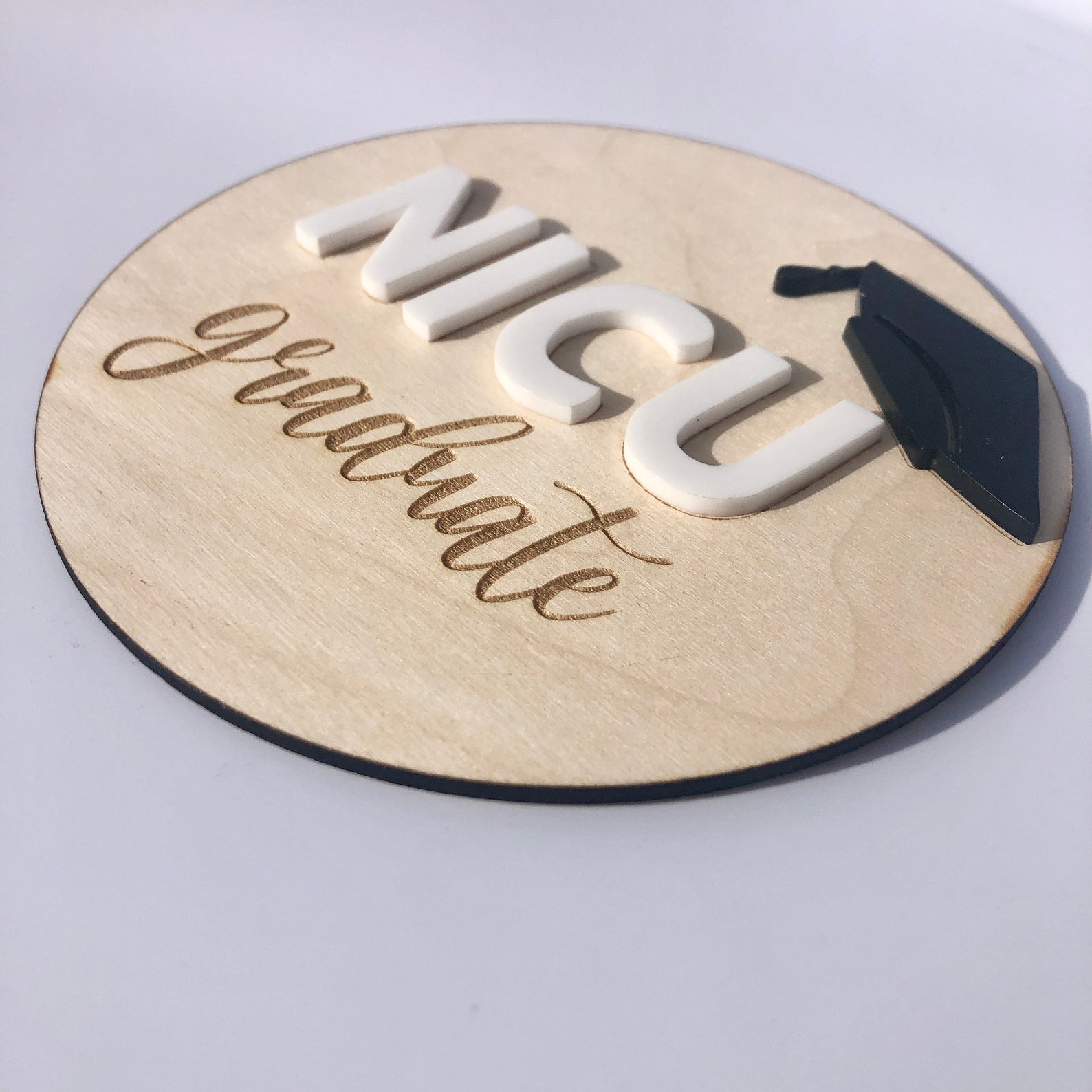 NICU Graduate Sign / Announcement Sign / Wood and Acrylic Disc / NICU ...