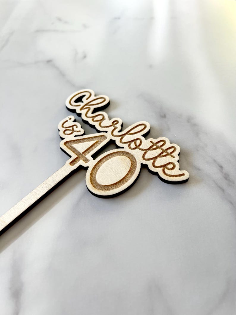 Custom Name and Age Wooden Birthday Cake Topper | Personalized Children ...