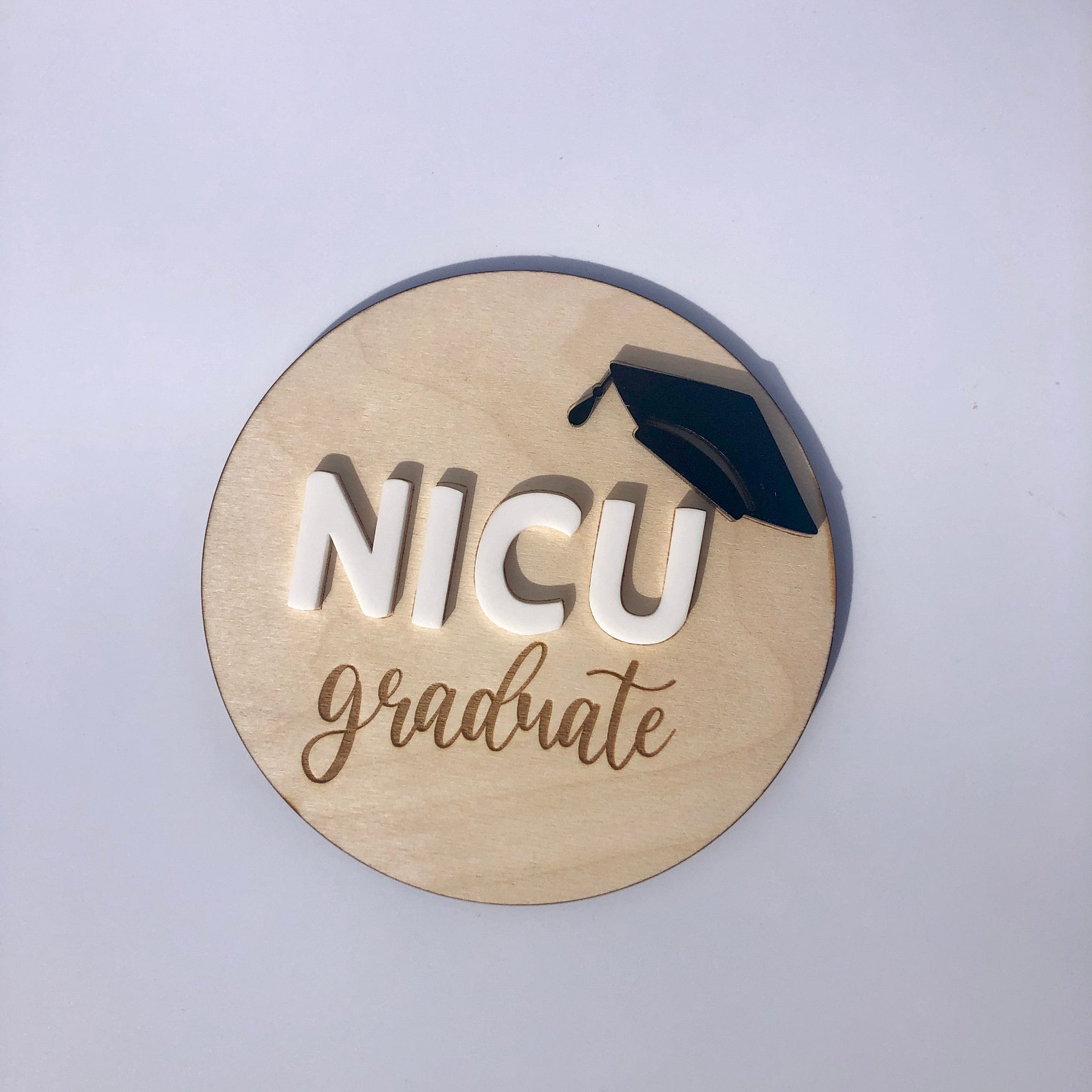 NICU Graduate Sign / Announcement Sign / Wood and Acrylic Disc / NICU ...