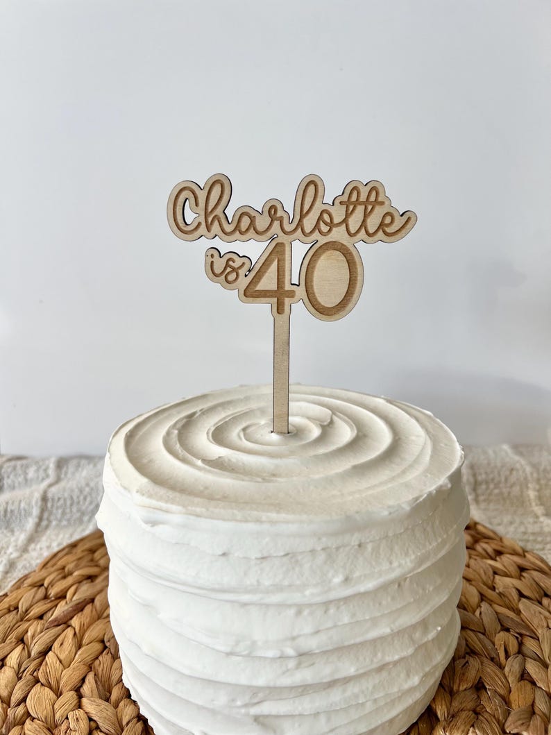 Custom Name and Age Wooden Birthday Cake Topper | Personalized Children ...