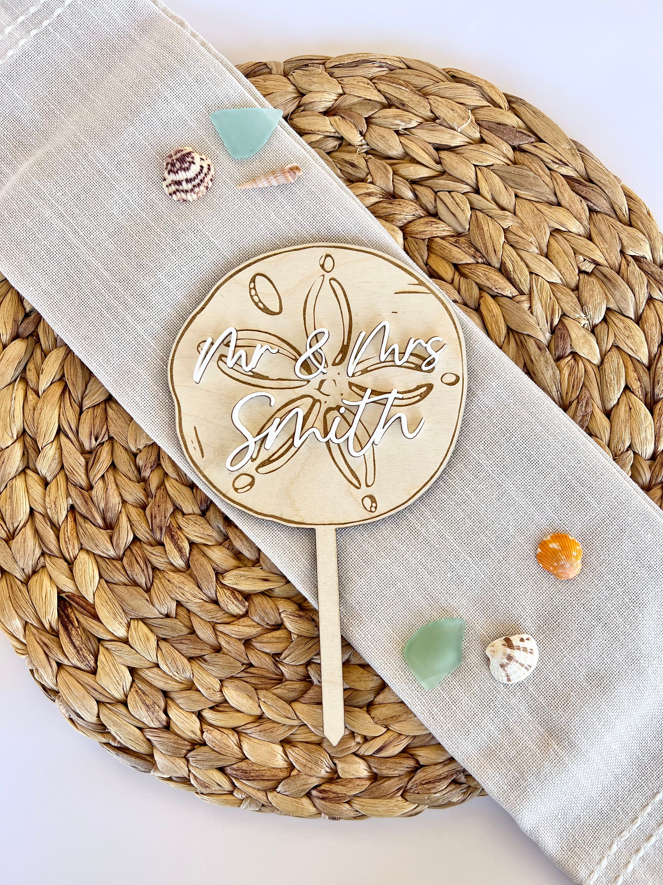 Sand Dollar Custom Wedding Cake Topper | Personalized Topper for ...