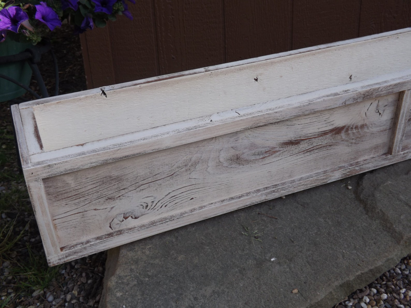 Wood planter box/Outdoor planter/Distressed off white cedar | Etsy