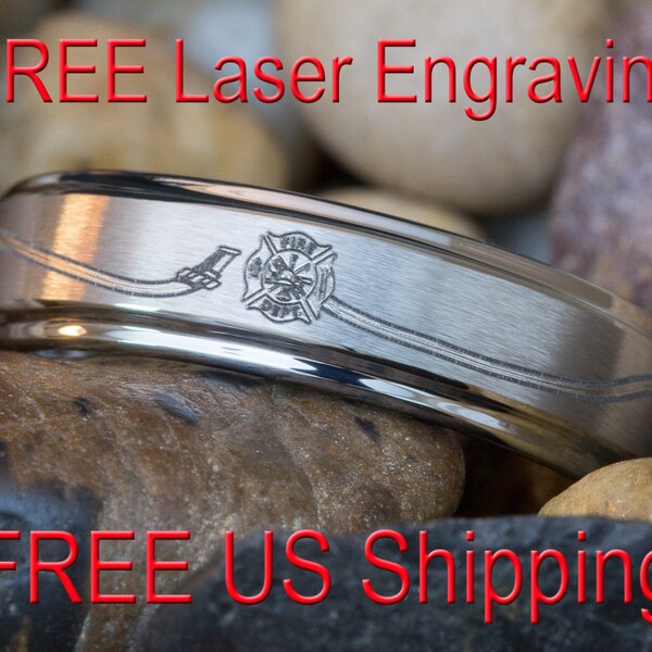 Firefighter Wedding Ring - Etsy