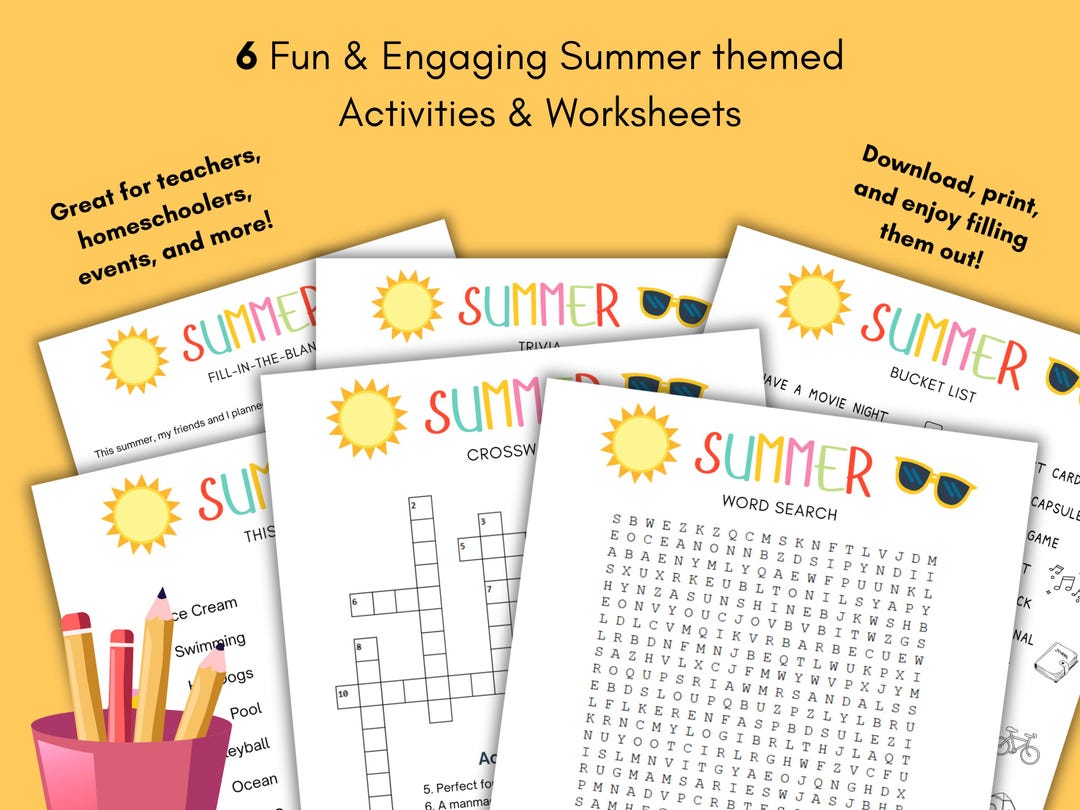 Summer Activities Bundle, Kids & Teens Printable Games (PDF) - Etsy