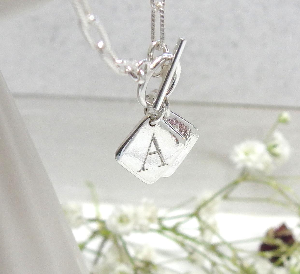 Sterling Silver Initial Monogram Necklace, Mothers Day Gift for Her ...