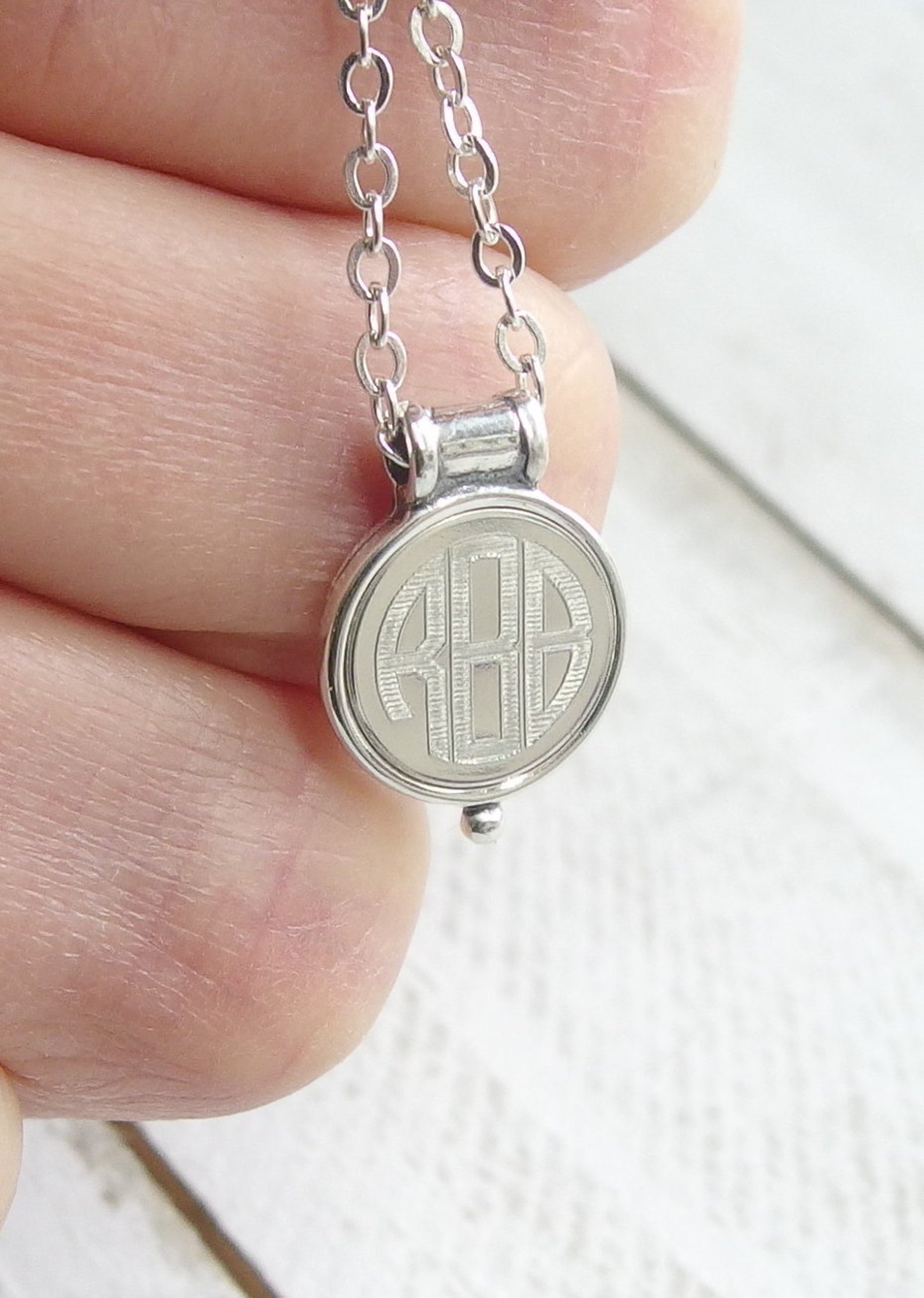 Signet Necklace Custom Monogram Necklace Engraved Letter - Etsy
