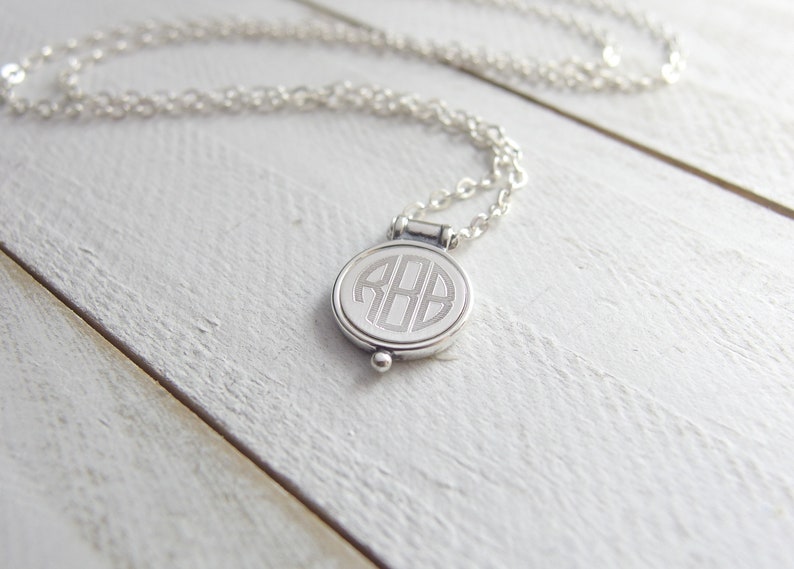 Signet Necklace Custom Monogram Necklace Engraved Letter - Etsy