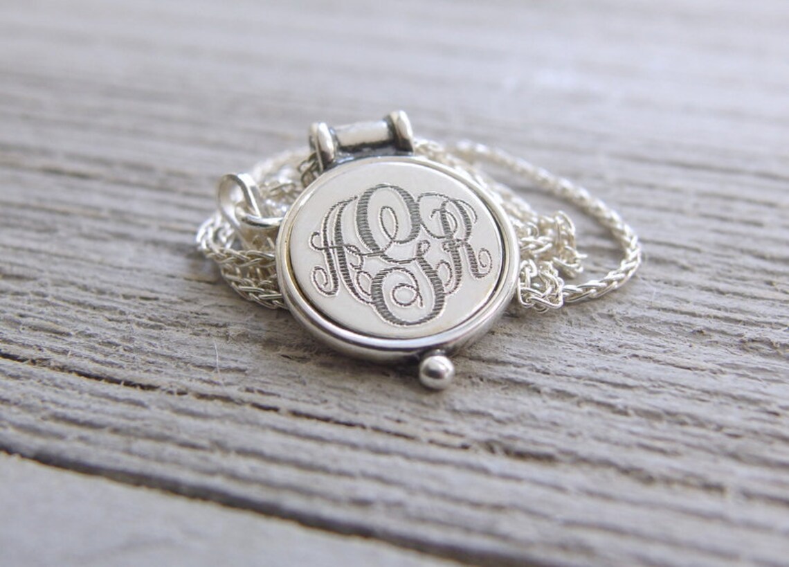 Signet Necklace Custom Monogram Necklace Engraved Letter - Etsy