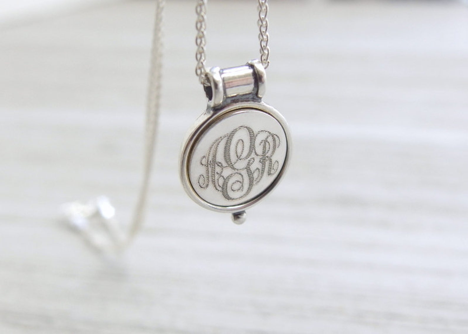 Signet Necklace Custom Monogram Necklace Engraved Letter - Etsy
