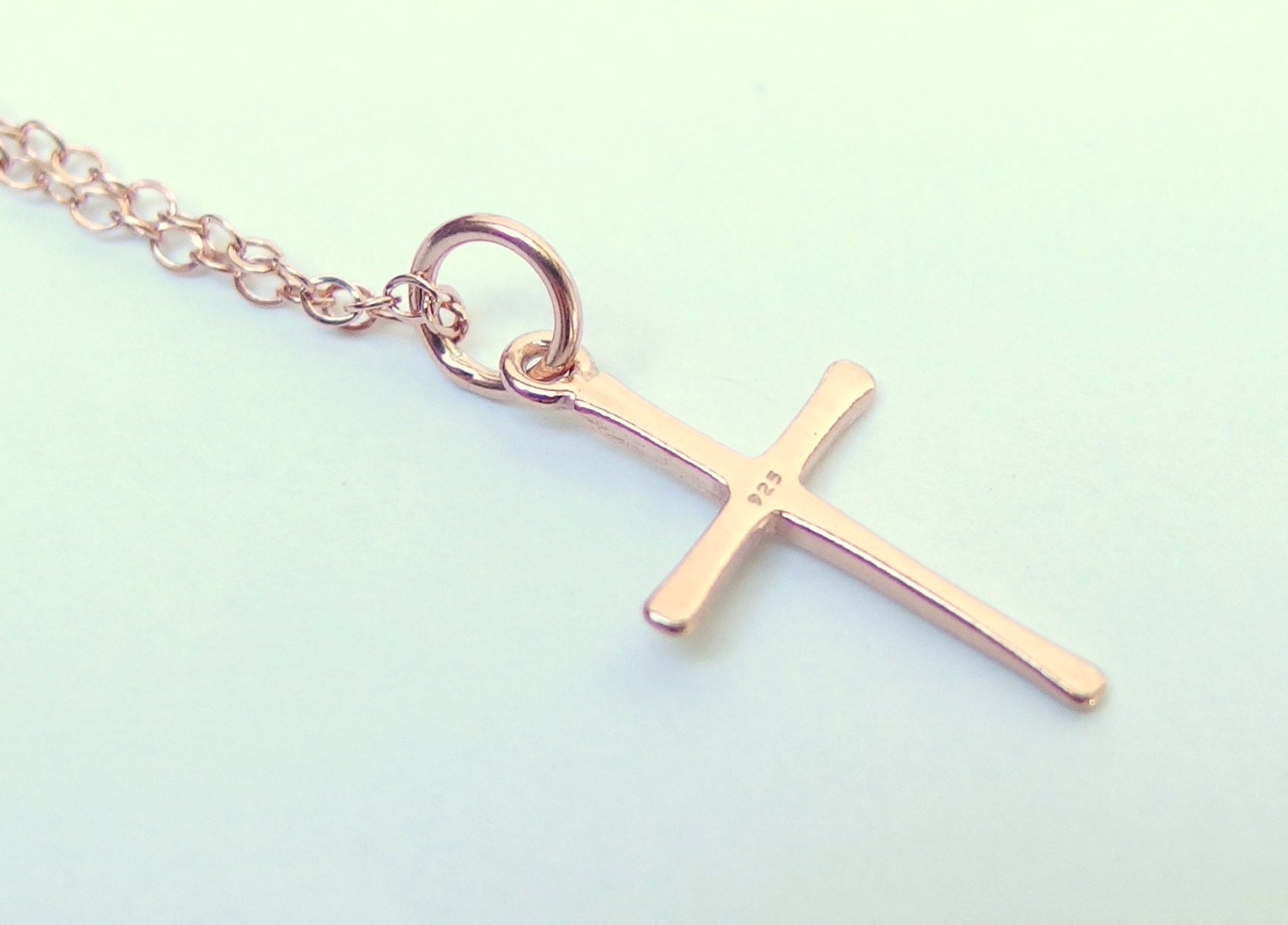 Rose Gold Cross Necklace Cross Charm Rose Gold Cross Pendant Dainty ...