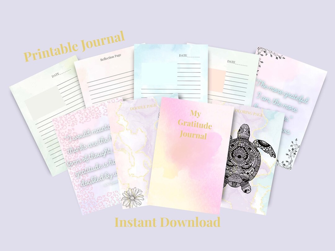 Journal, Printable, Download, Instant Download, Watercolor Journal, 30 ...