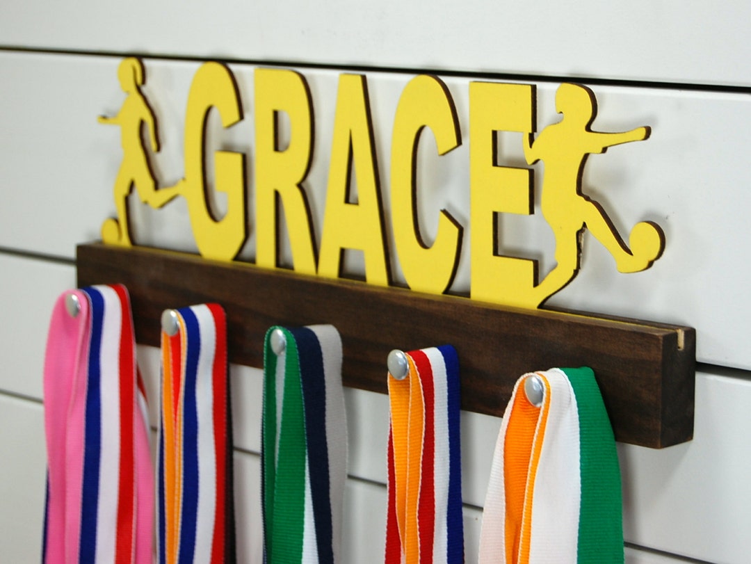 Personalized Soccer Girl Medal Display -12 or 20 Inch - Etsy