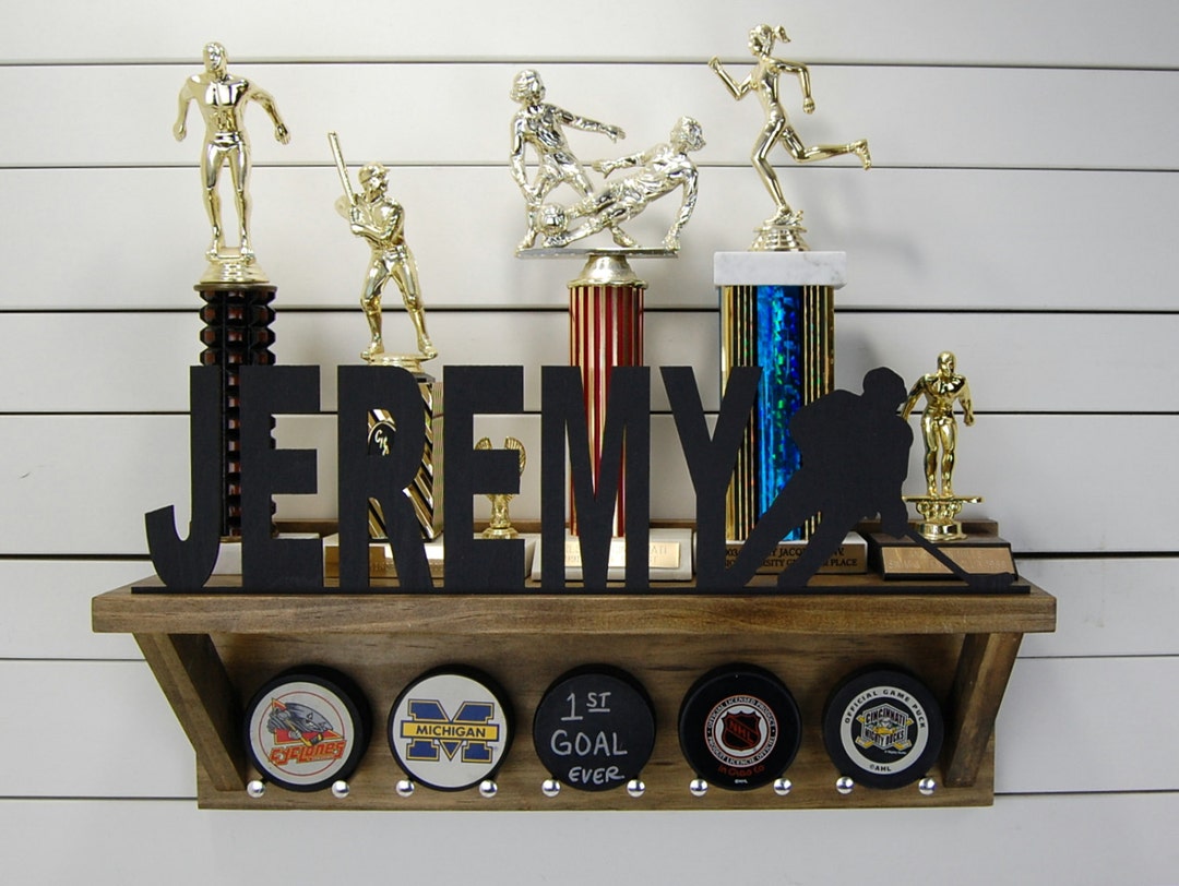 Personalized Hockey Puck Holder & Trophy Shelf - Etsy