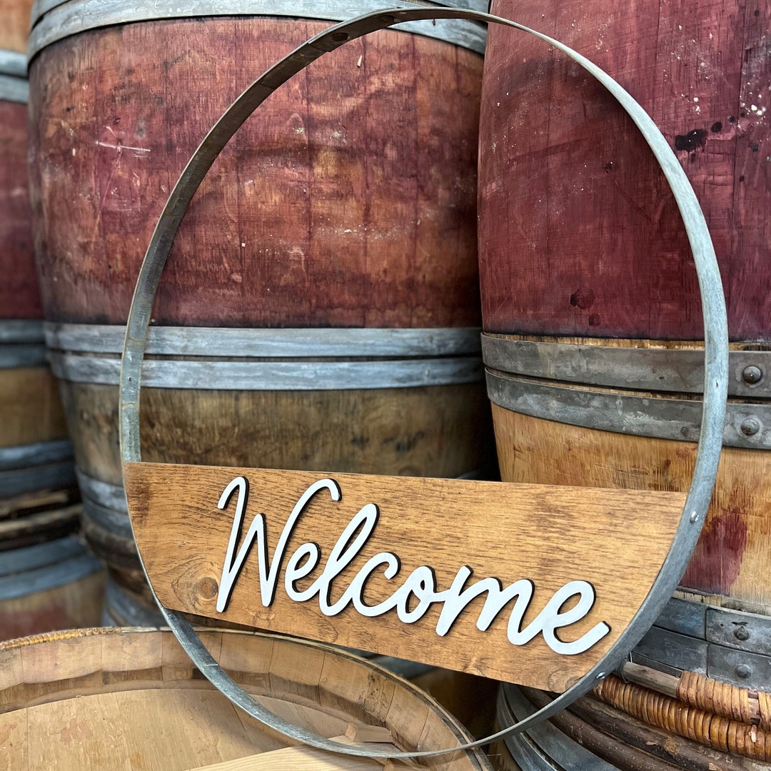 Personalized Wine Barrel Ring Sign, Reclaimed Wine Barrel Ring Rustic ...