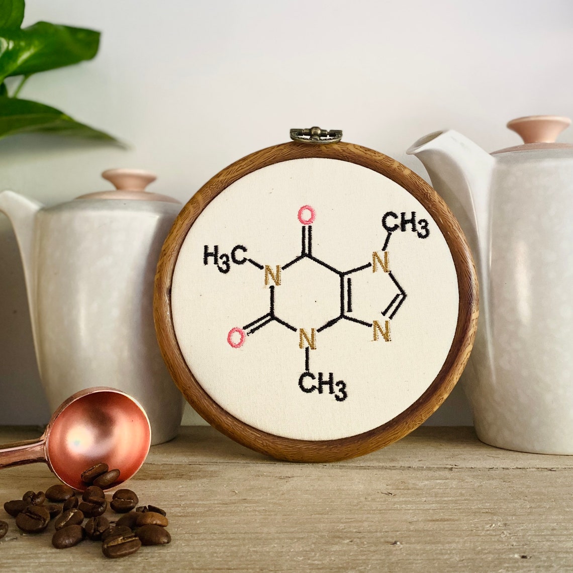 Caffeine Molecule Embroidery Hoop Wall Art - Etsy