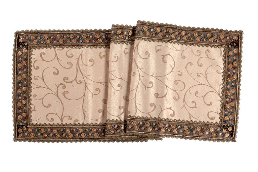 Elegant Bronze Table Runner From Fine Materials. Handmade Unique ...