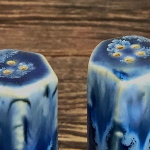 Stoneware Pottery Salt Pepper Shaker Set Snowflake Blue Tall - Etsy