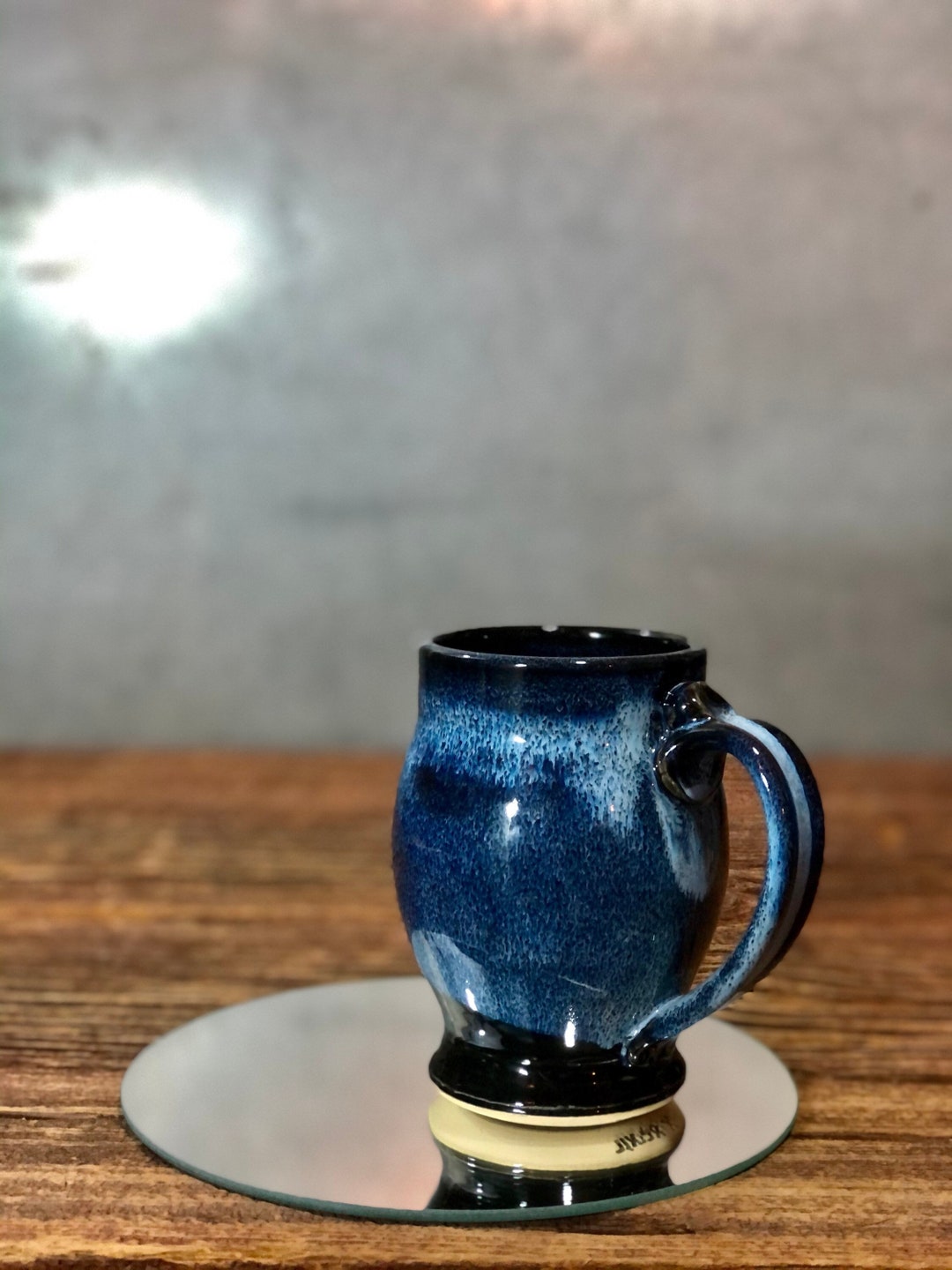 Midnight Blue Hand Thrown Stoneware Pottery Mug Barrel Style - Etsy