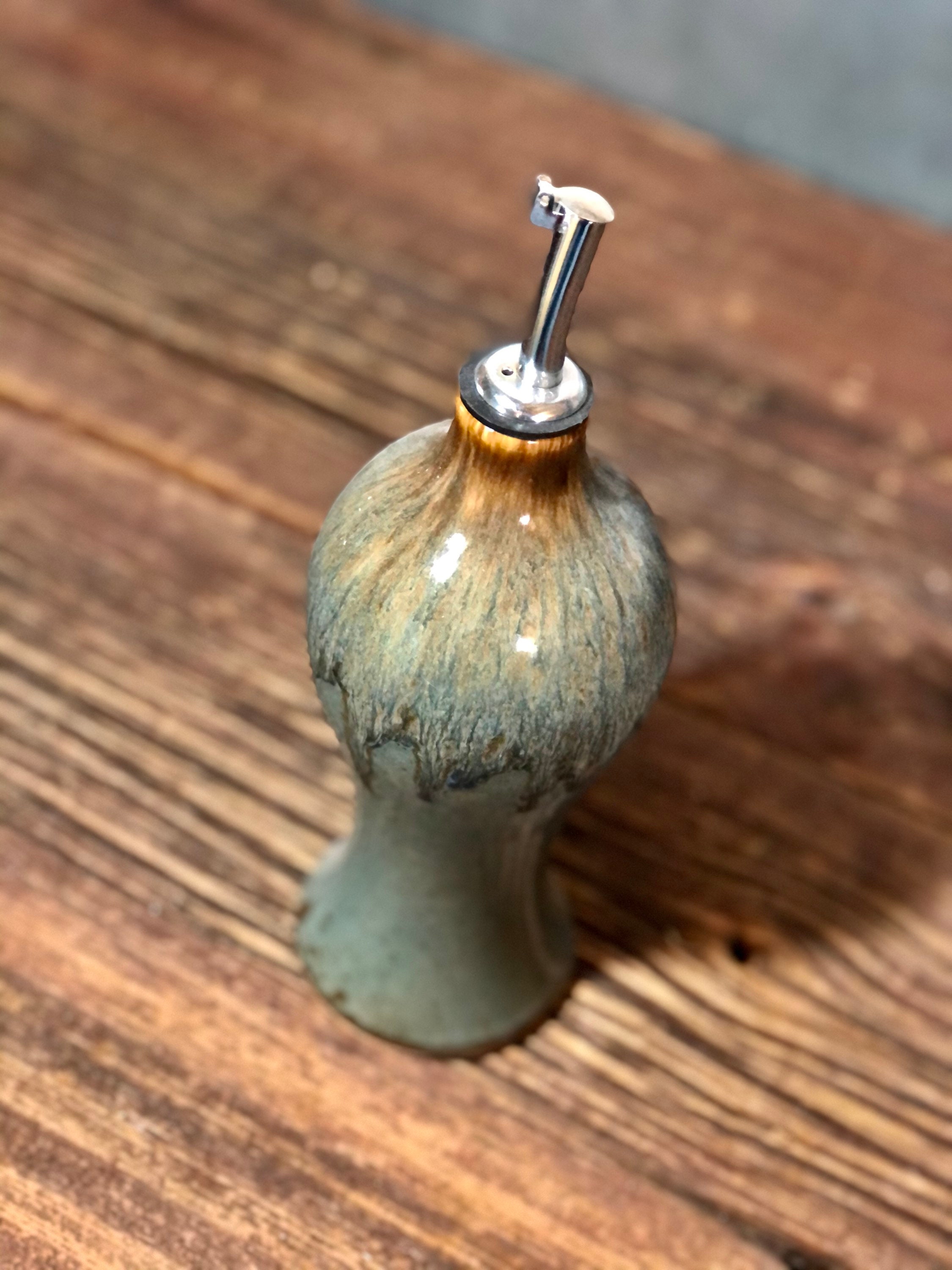 Hand thrown Stoneware Oil Vinegar Pour Volcano Blue Oil | Etsy