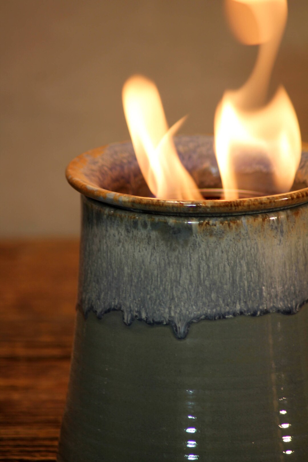 Stoneware Pottery Fire Bowl Pot Outdoor Indoor Safe Volcano Blue - Etsy