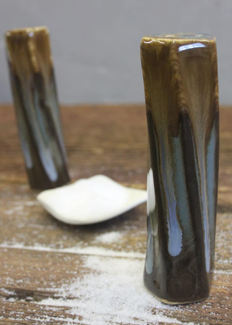 Stoneware Pottery Salt and Pepper Shaker Set Volcano Blue Tall - Etsy