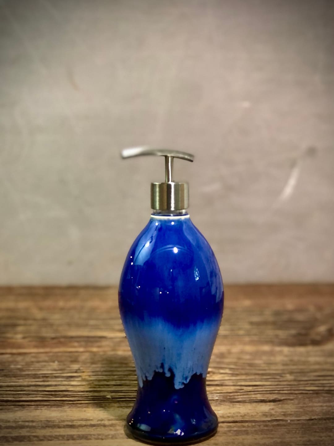 Handthrown Stoneware Soap Lotion Dispenser Pump Snowflake Blue Tall ...
