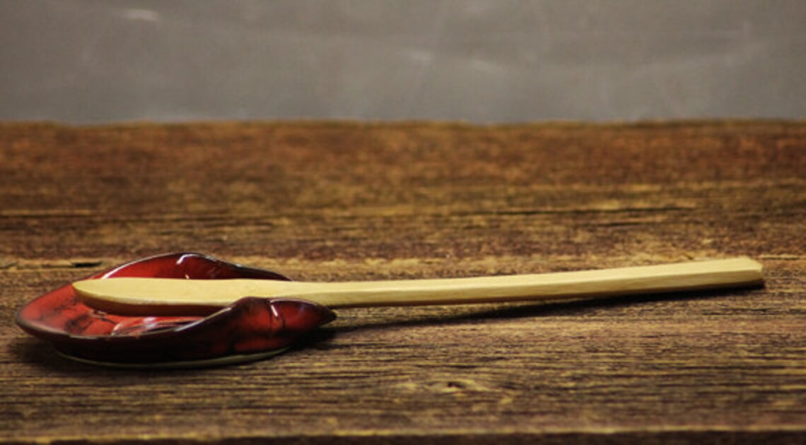 Stoneware Pottery Spoon Rest Saigon Red Black - Etsy