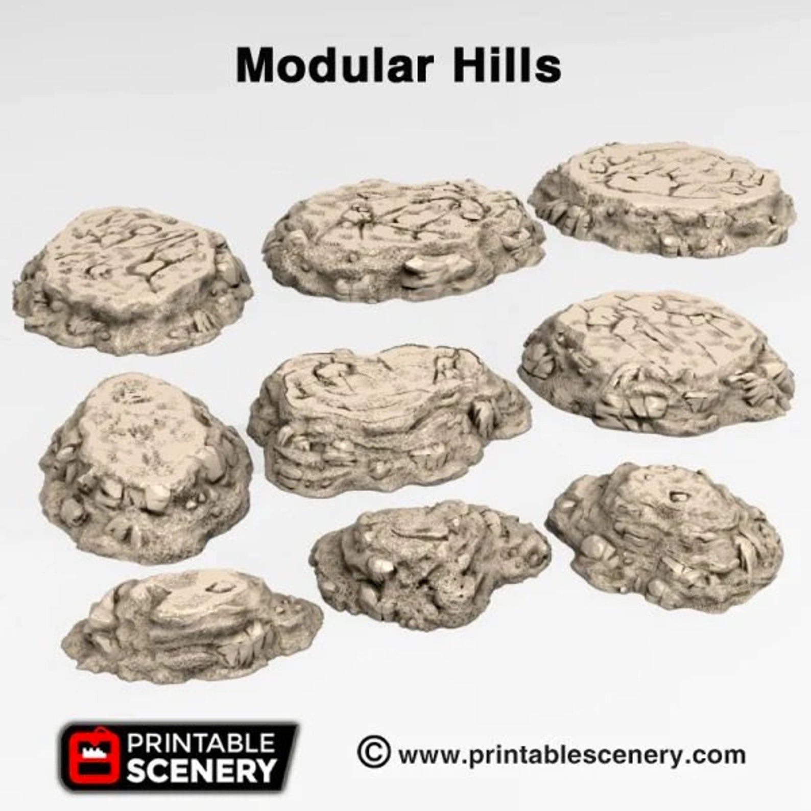 Modular Hills by Printable Scenery 3D Printed Tabletop RPG - Etsy