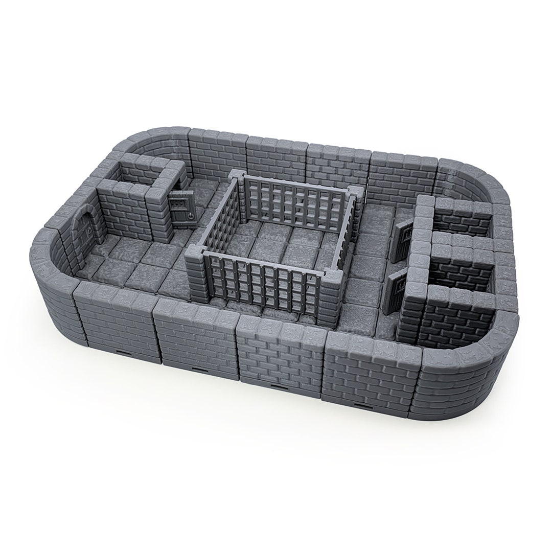 Locking Dungeon Tiles - Prison Pit, Paintable 3D Printed Tabletop Role ...