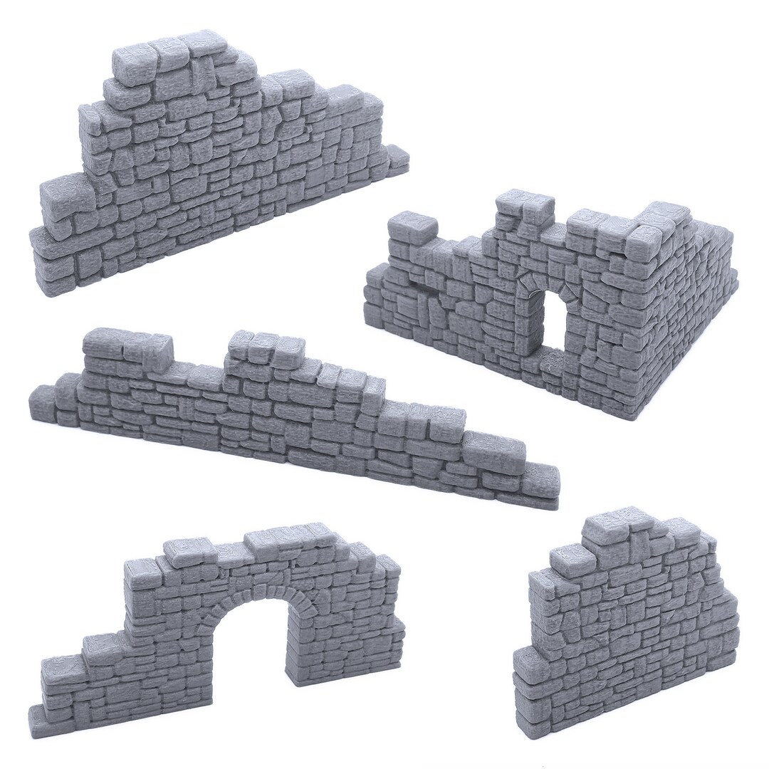 Ruined Stone Walls Set B DND Terrain Compatible With Dungeons and ...