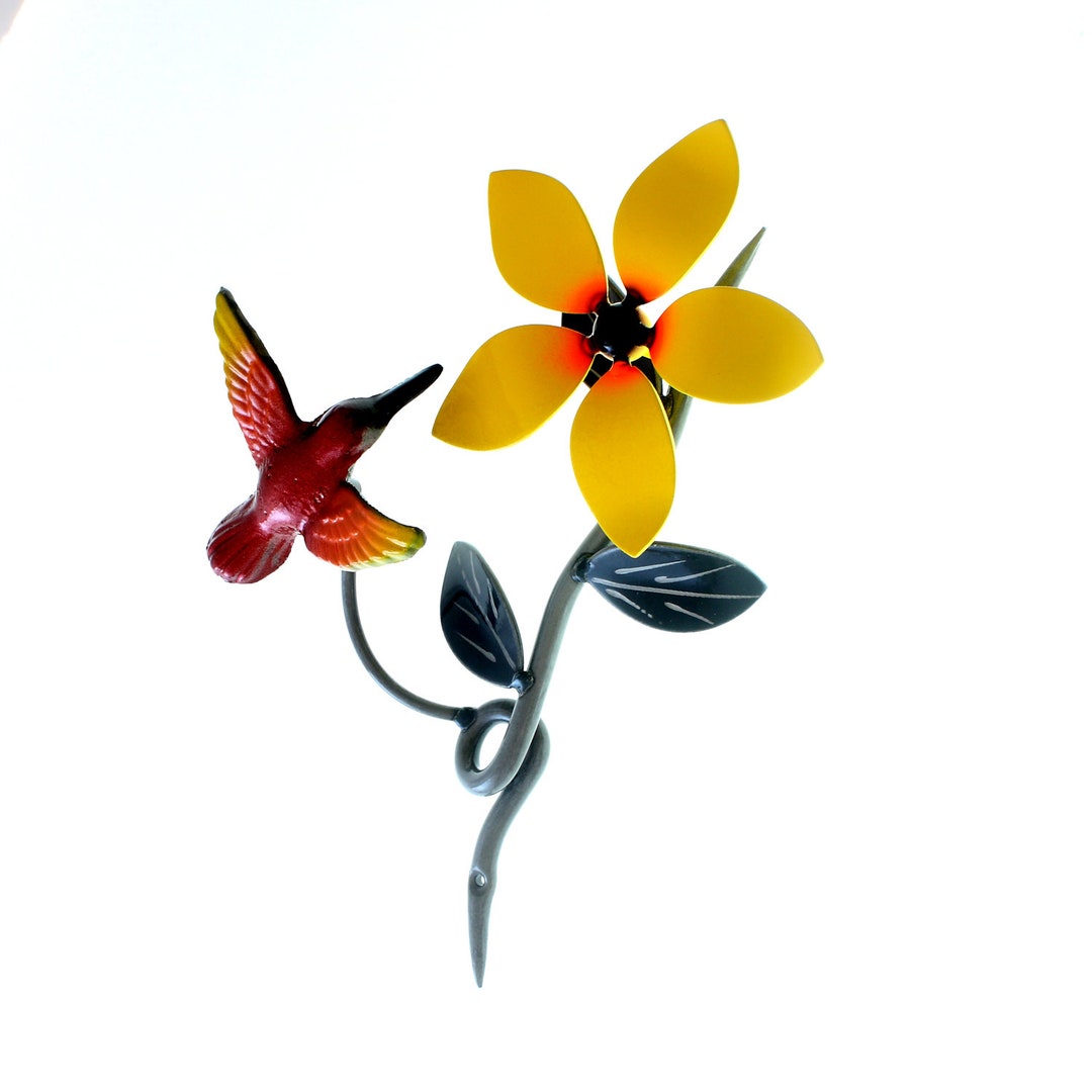 Flower and Hummingbird, Wall-mounted Metal Art for Home Decor, Garden ...