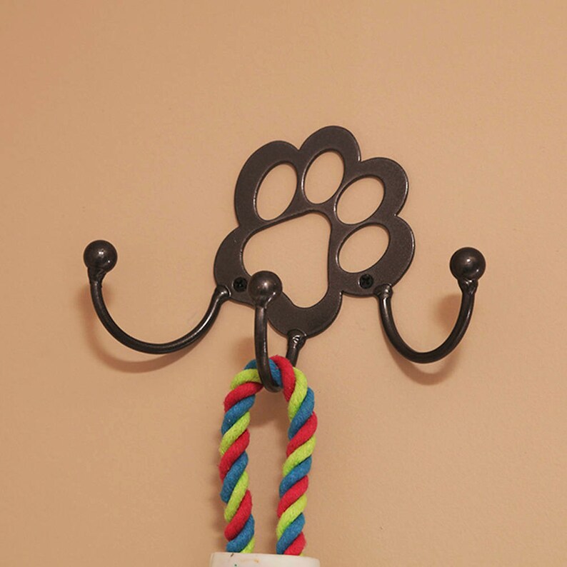 Dog Leash Hook Metal Dog Paw: Metal Wall Art 3 Hooks on - Etsy