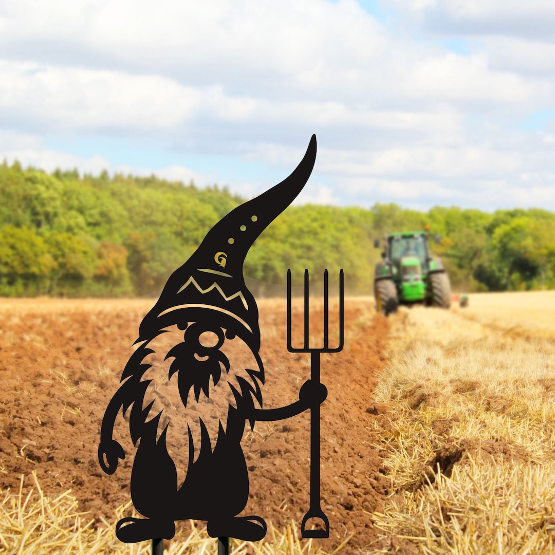 Farmer Gnome - Farm Yard Décor Gnomes, Metal Lawn Art, Backyard Décor ...