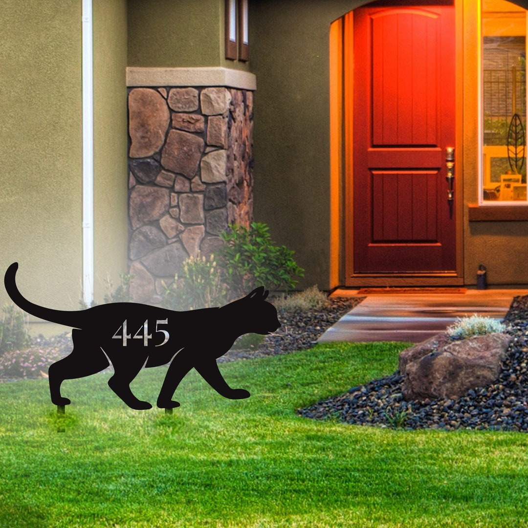 Cat House Number Sign, Custom Home Address Sign, Cat Home Sign, Gifts ...