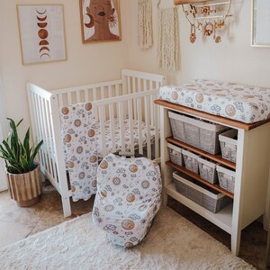 Celestial Dreams Crib Sheet / Stars, Moon & Sun Crib Sheet / Nursery ...